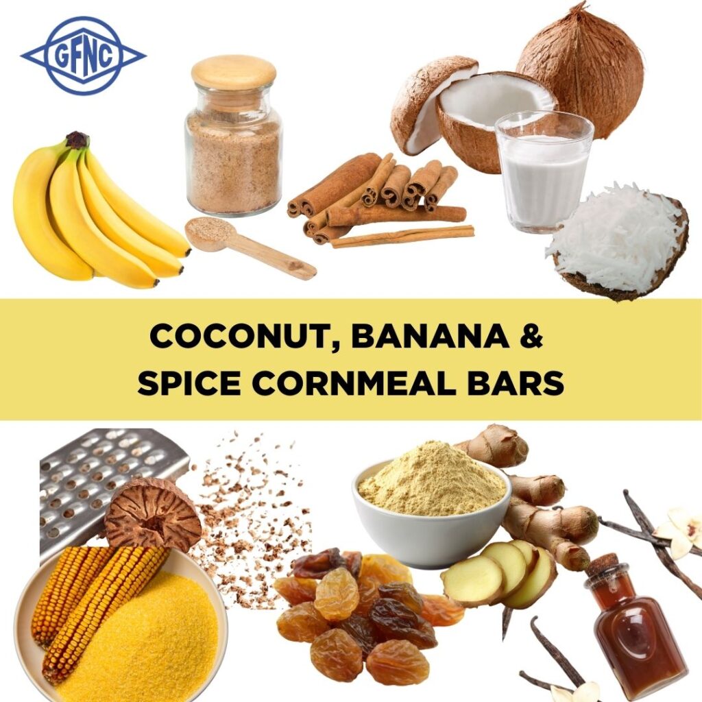 Coconut, Banana & Spice Cornmeal Bars - Grenada Food and Nutrition Council