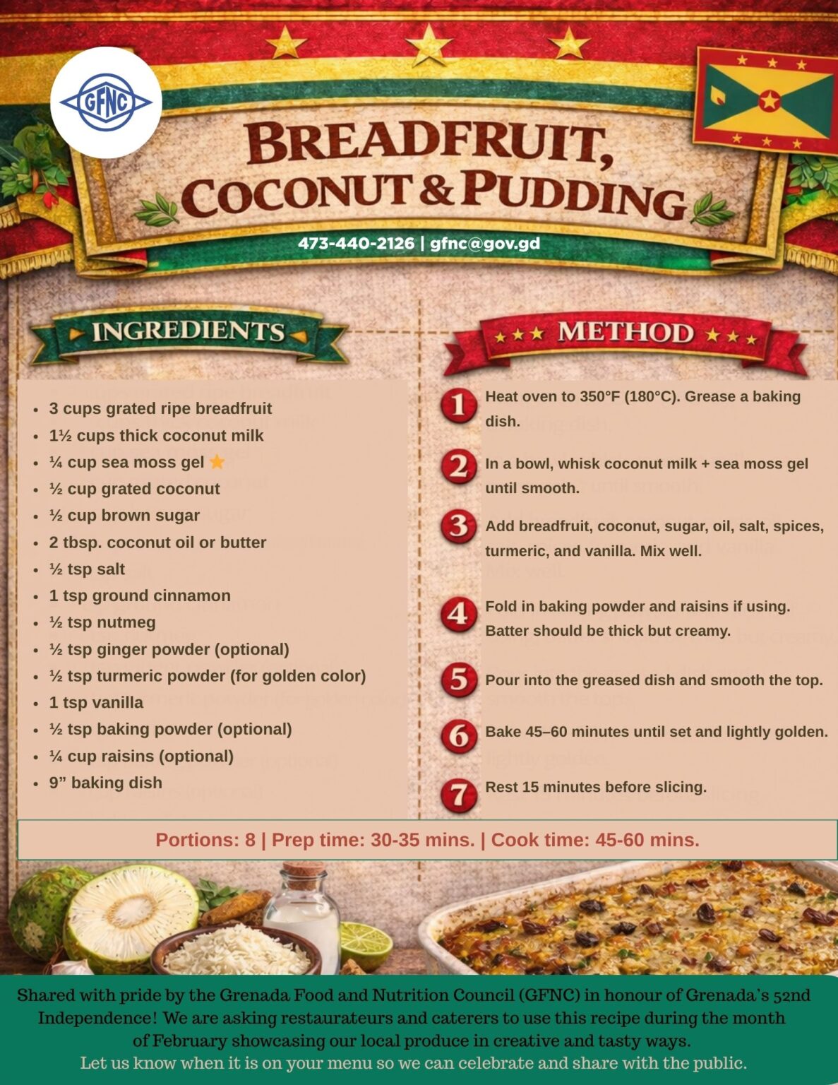 GFNC 2026 Independence Themed Recipes - Grenada Food and Nutrition Council