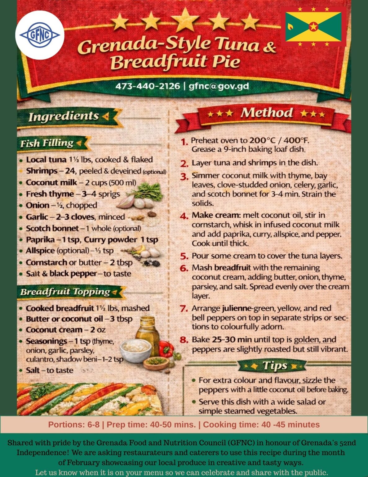 GFNC 2026 Independence Themed Recipes - Grenada Food and Nutrition Council